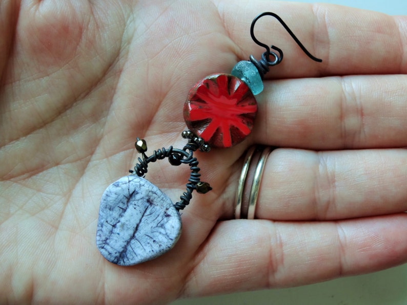 Water on Mars Earrings, Earthy, Rustic, Bold, Bohemian, Summer, Artisan ...