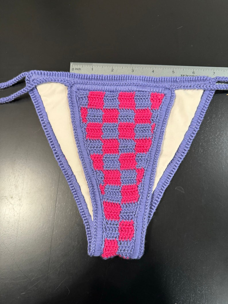NWT Crochet FULL LINED Bikini Adjustable - Summer Checkered Pattern ...