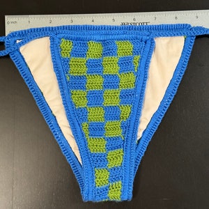 NWT Crochet FULL LINED Bikini Adjustable - Summer Handmade Checkered ...