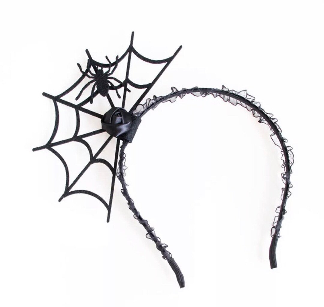 Halloween Spider Web Hair Headband With Gothic Veils Cosplay Headpiece ...