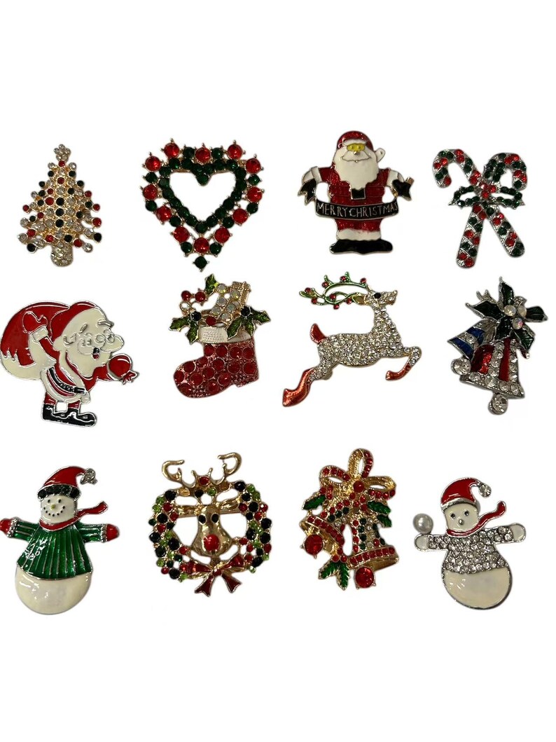 Set of 12 Christmas DIY Pin for Socking Bouquet Snowflake Snowman ...