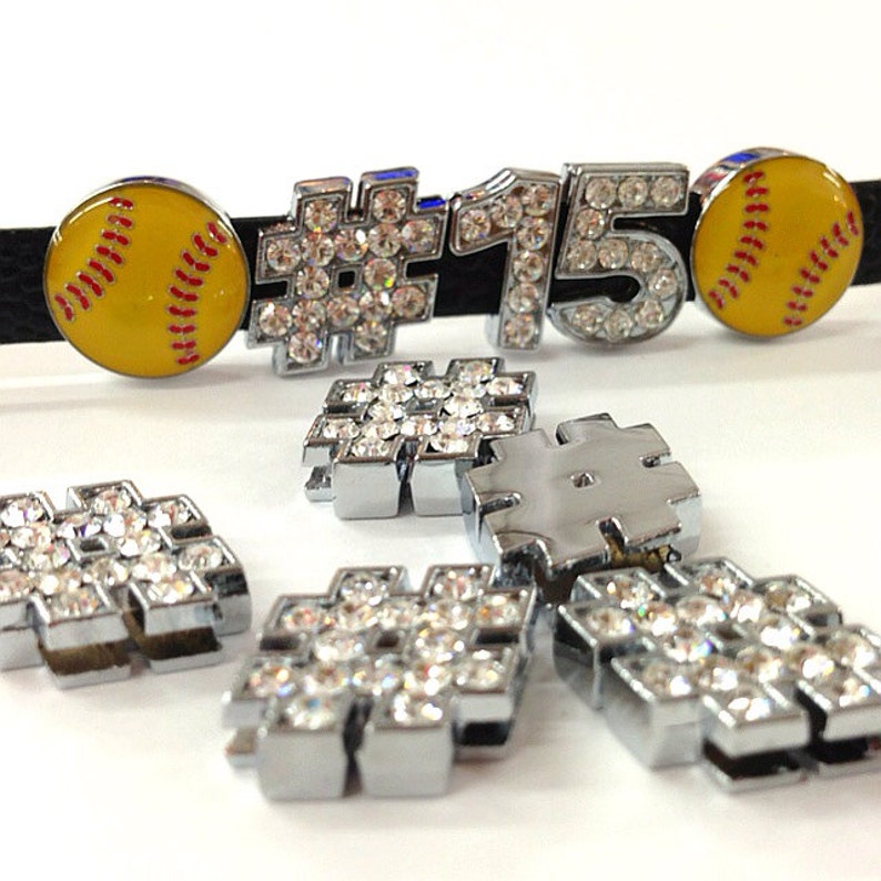 Set of 10pc Rhinestone Hash Tag Number Sign Fits 8mm Wristband - Etsy