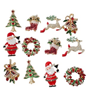 Set of 12 Christmas DIY Pin for Socking Bouquet Snowflake Snowman ...