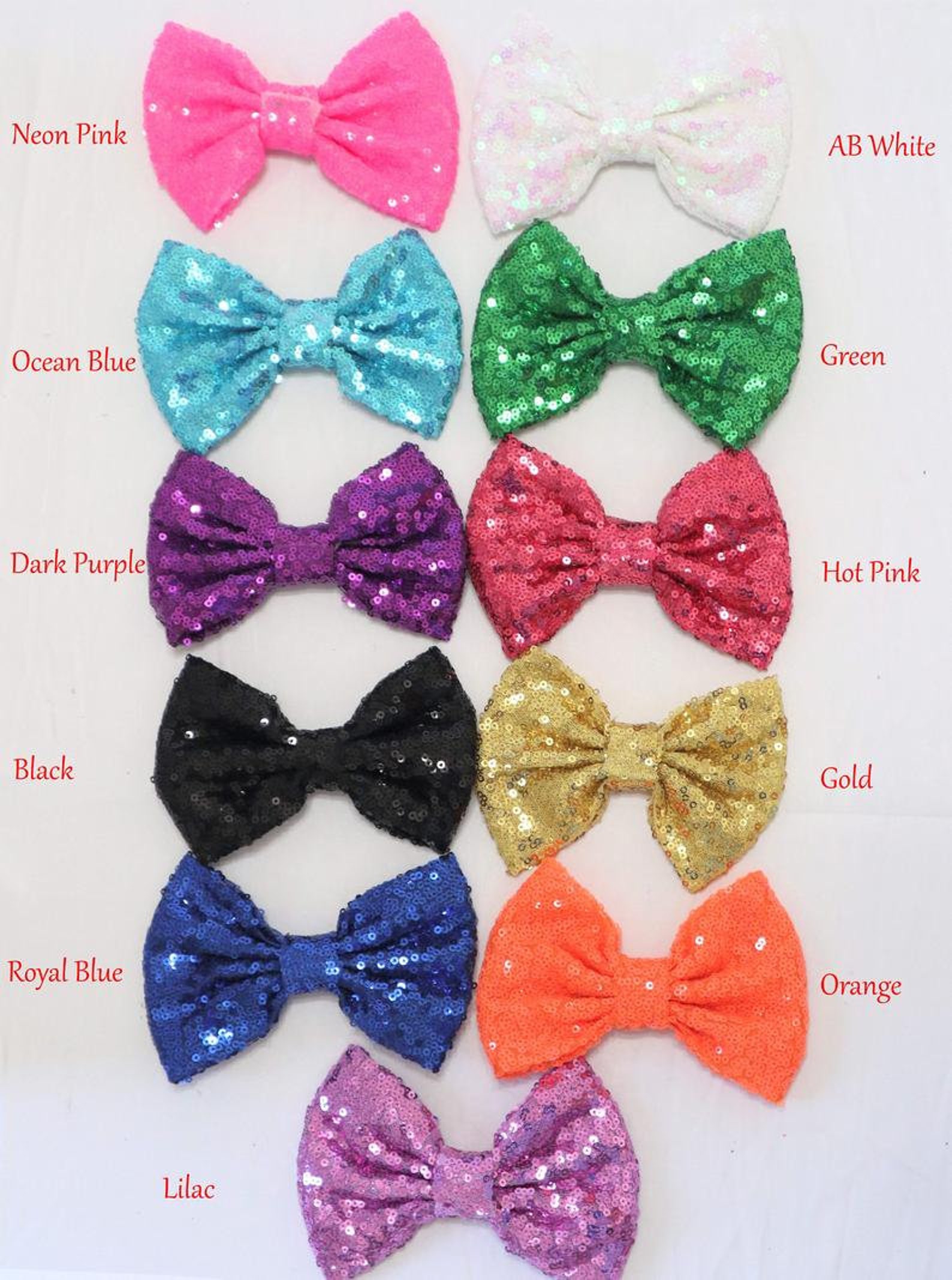 Set of 12 Large 5 Inch Mixed Color Sequin Bows / Large Glitter | Etsy