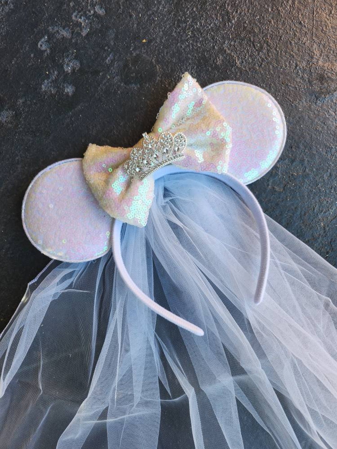 Tiara Bridal Mickey Minnie Ears / Veil Bride Minnie Ears, Wedding ...