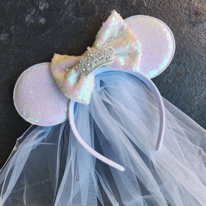 Tiara Bridal Mickey Minnie Ears / Veil Bride Minnie Ears, Wedding ...