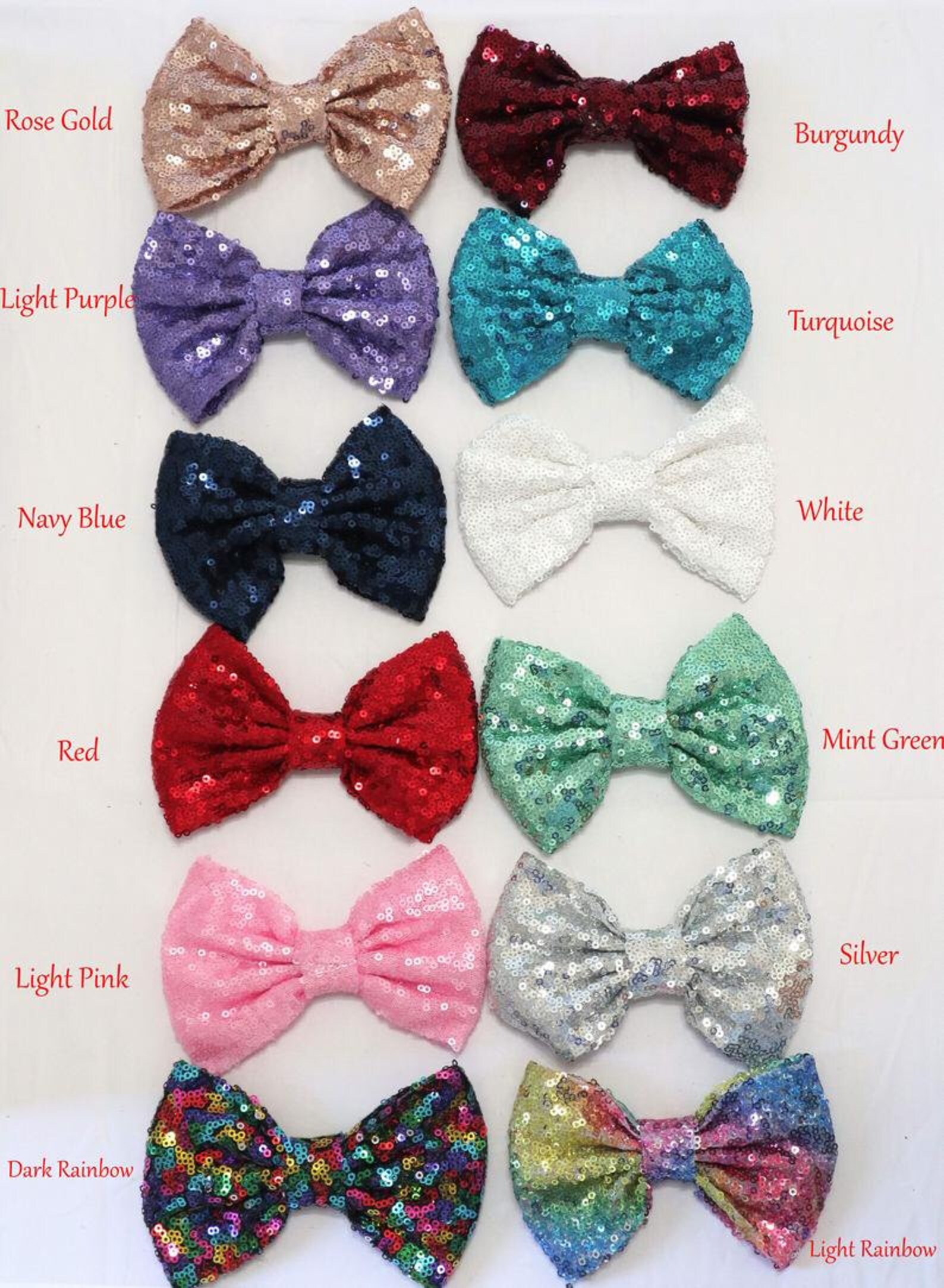 Set of 12 Large 5 Inch Mixed Color Sequin Bows / Large Glitter | Etsy