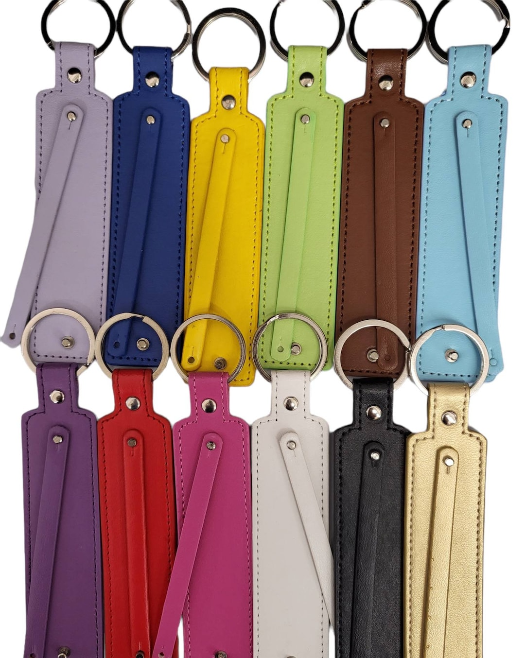 12pc Keychain / Your Choice Any 12 Leather Keychain 6" Long Fits DIY ...