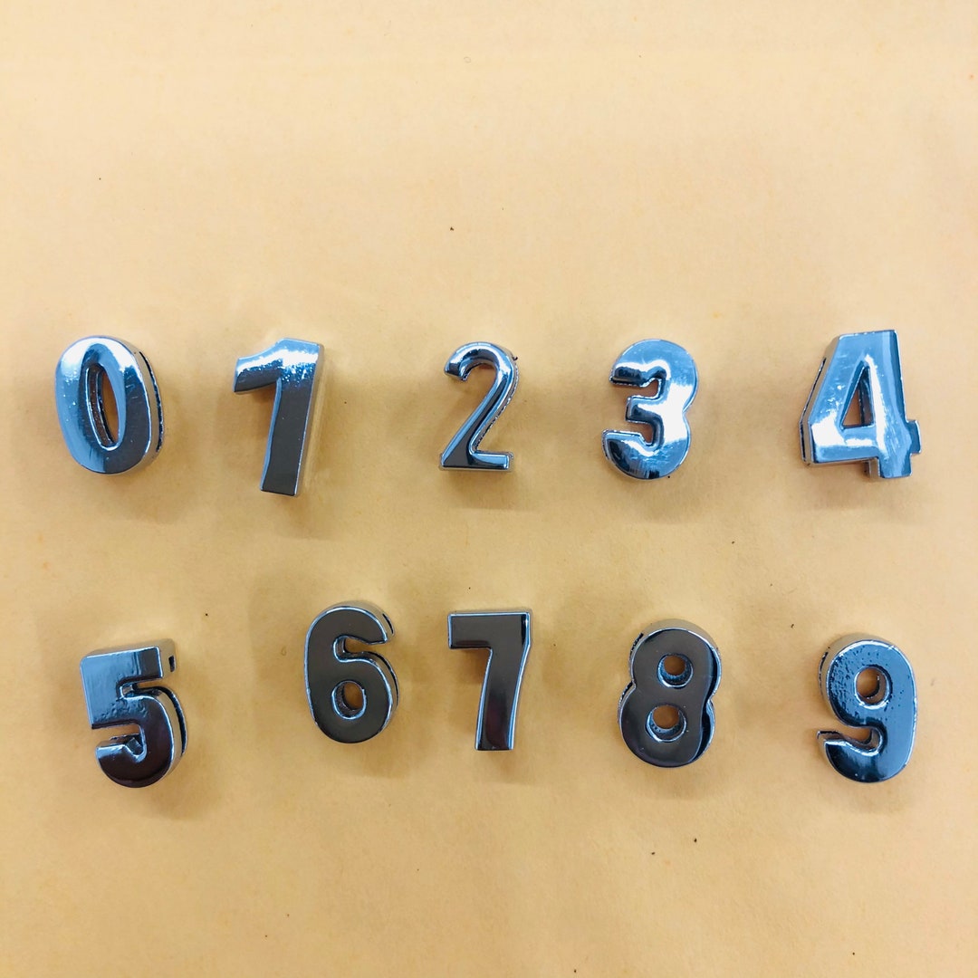 Set of 50pc Solid Plain Number Charm 0-9 Fits 8mm Wristband for Jewelry ...