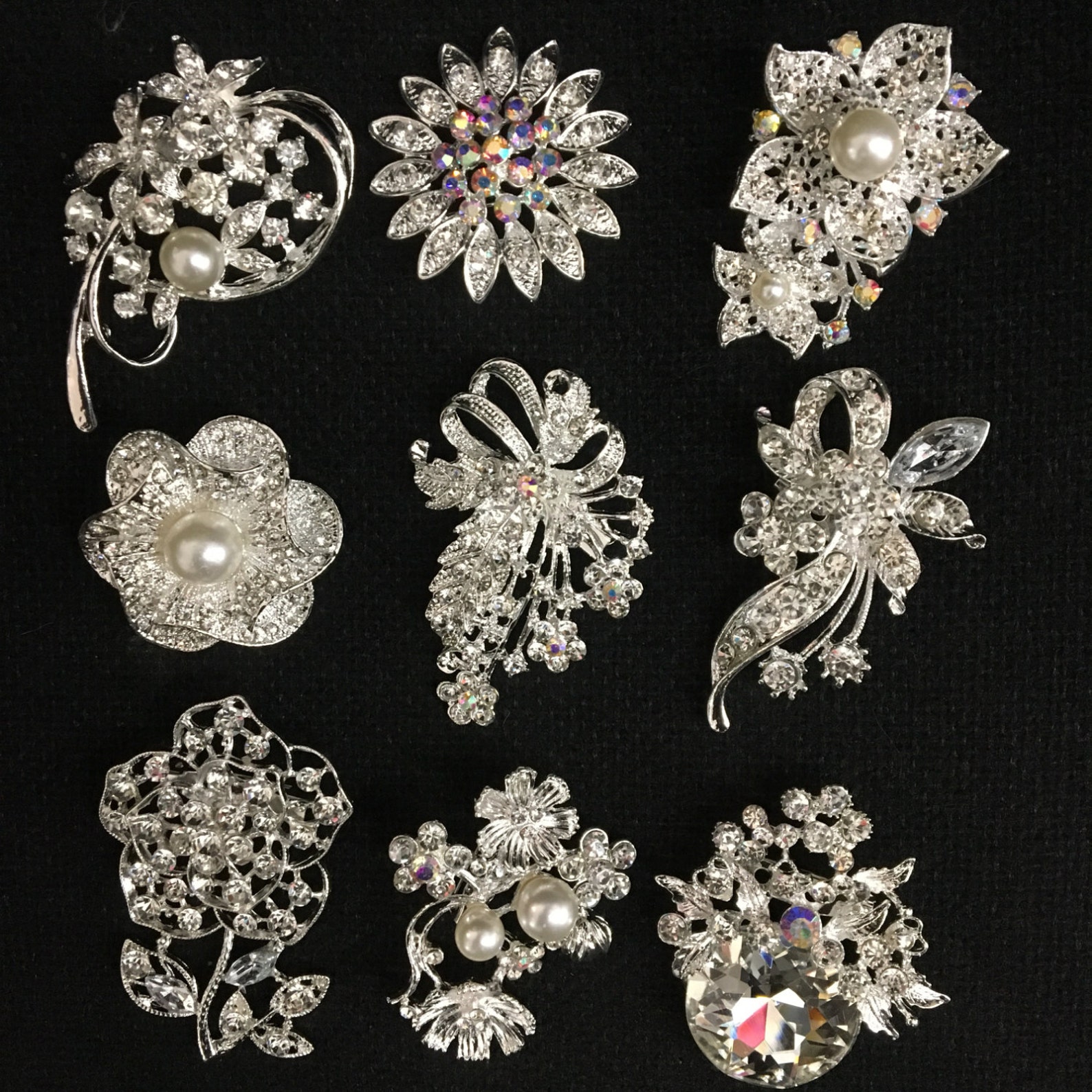 Clear Crystal Rhinestone Brooch Use for Wedding Bouquet / - Etsy