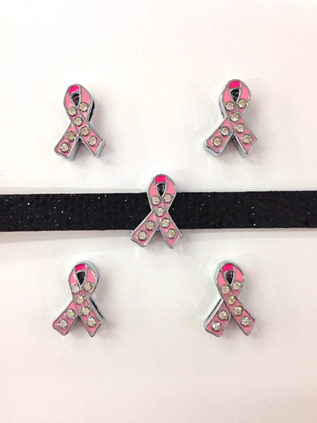Set of 10pc Pink Rhinestone Ribbon / Breast Cancer Pink Ribbon ...
