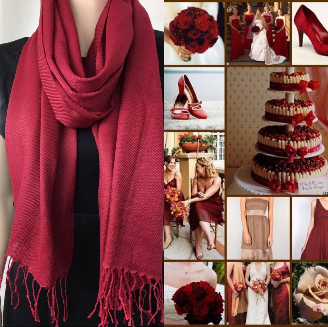 Dark Red / Soft Burgundy / Wine Red Scarf Shawl / Wedding Shawl/fall ...