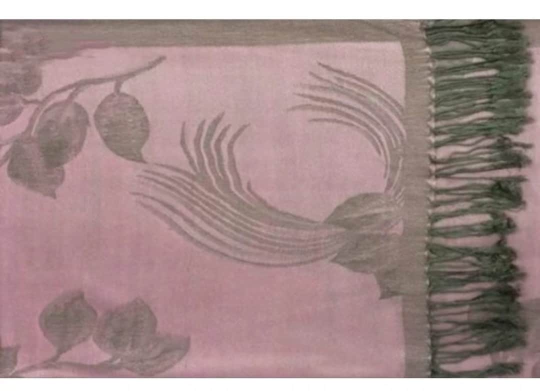 Pink Rose Two Tone Pashmina Scarf Shawl /festival Pashmina Floral ...