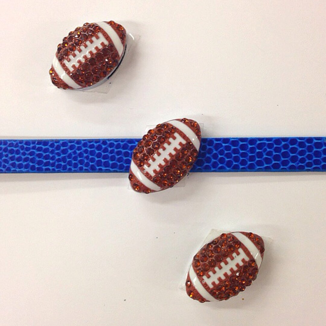 Set of 2pc Rhinestone Sports Football Charm Fits 8mm Wristband - Etsy