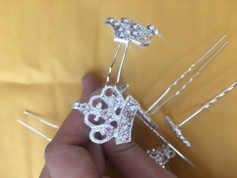 Set of 6/12/20 Rhinestone Crown Hair Pin Finding Use for - Etsy