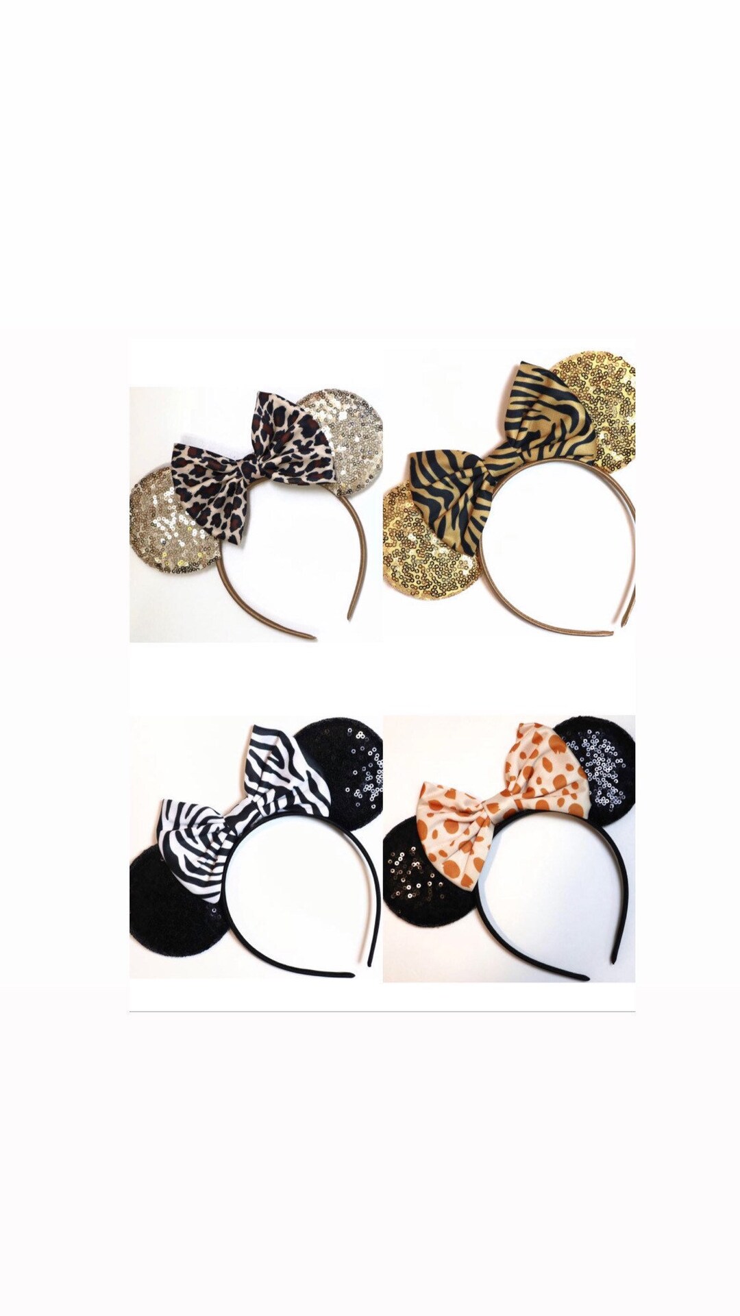 Zebra Mickey Ears, Animal Print Mickey Ears, Tiger Minnie Ears, Leopard ...