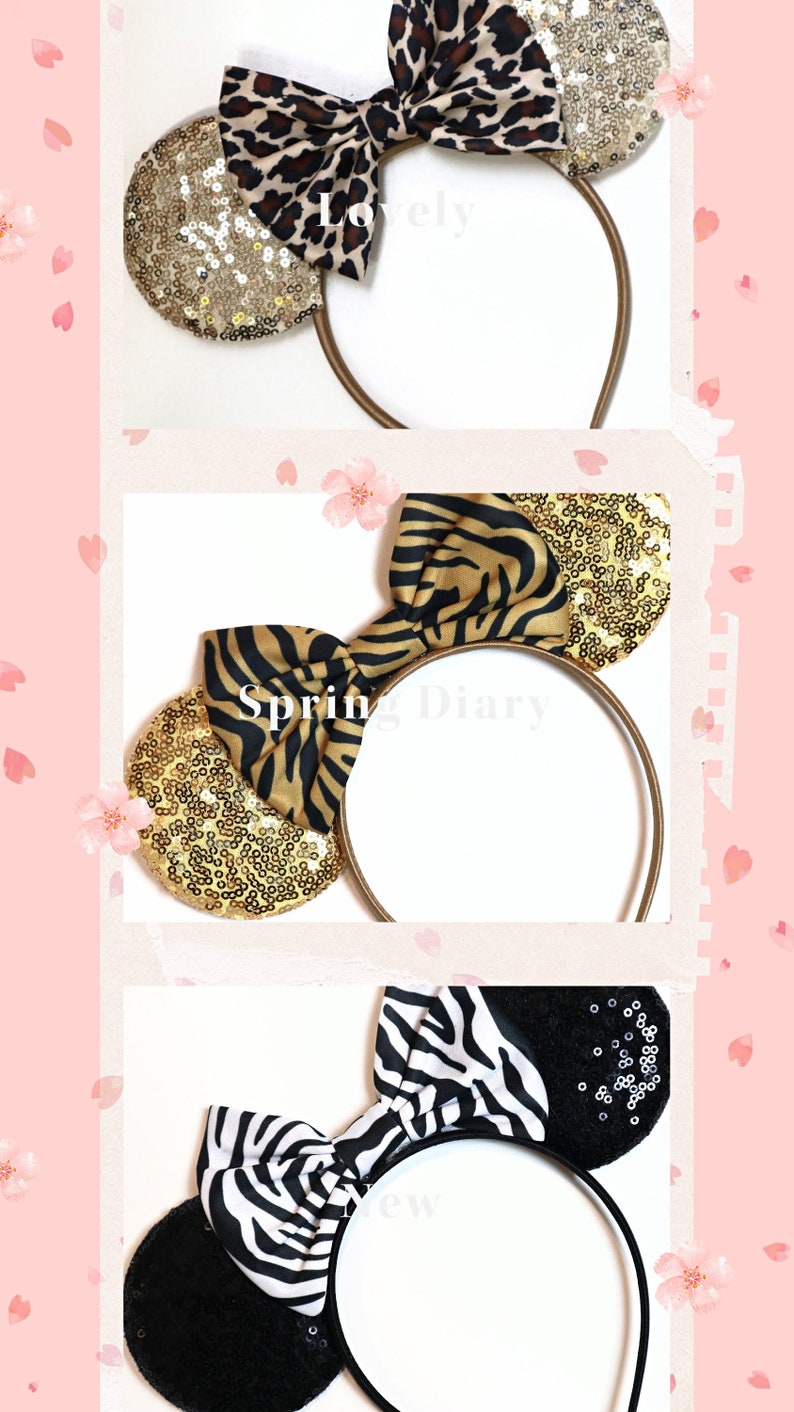 Zebra Mickey Ears Animal Print Mickey Ears Tiger Minnie - Etsy