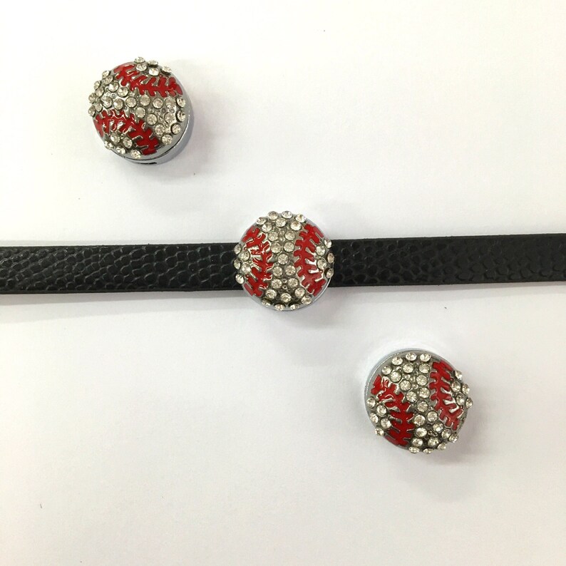 Set of 2pc Rhinestone Sports Baseball Charm Fits 8mm Wristband - Etsy