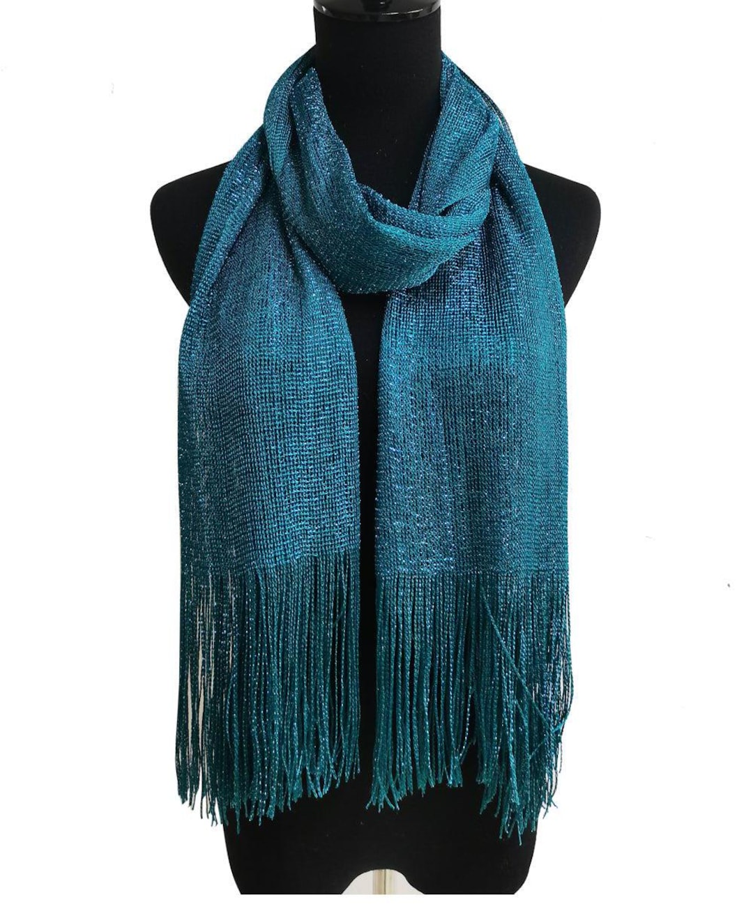 Teal Wedding Scarf Shawl / Metallic Shawl / Bridesmaid Shawl / Wedding ...