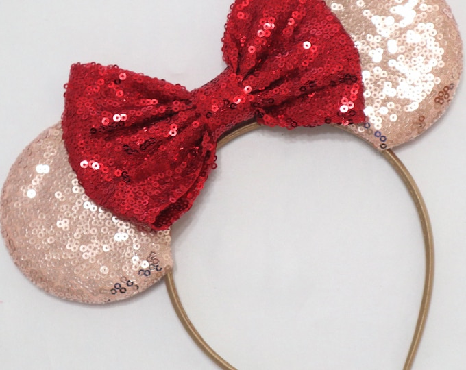 Red Mickey Minnie Mouse Ears Rose Gold Ears Halloween Mouse - Etsy
