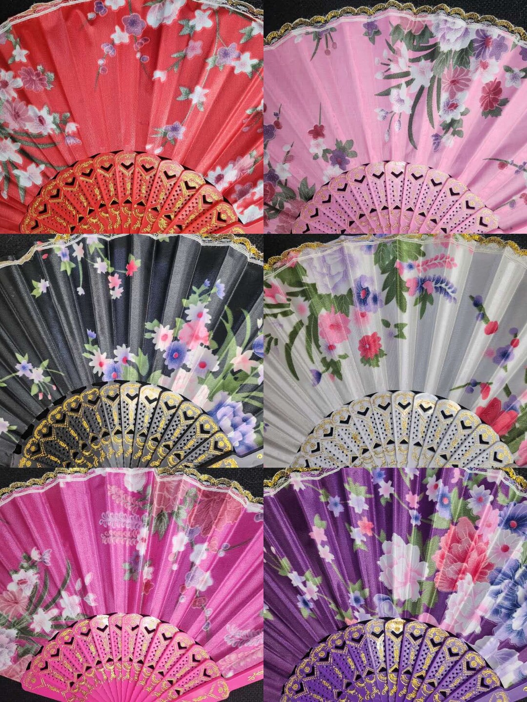 Set of 6/12/50/75/100 Summer Flower Floral Folding Fan W/ Gift - Etsy