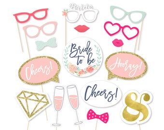 Printable Bridal Shower Photo Booth Props - Bride Photobooth Props ...