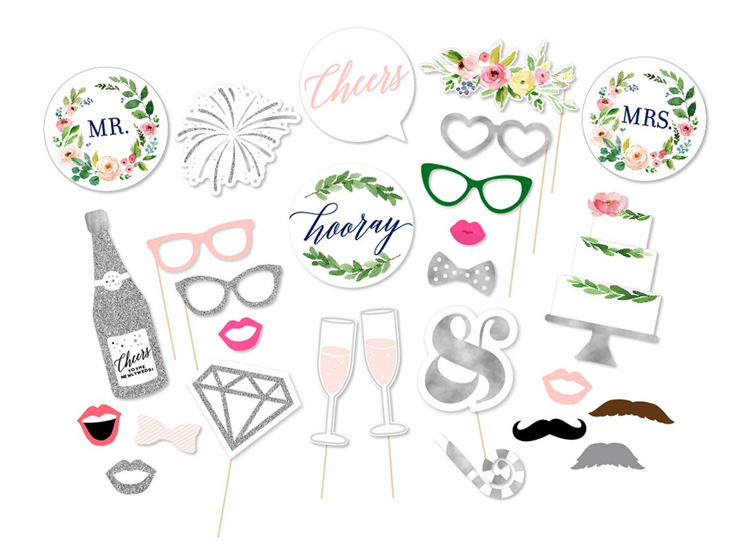Wedding Photo Booth Props - Bridal Photo Booth Props - Printable ...