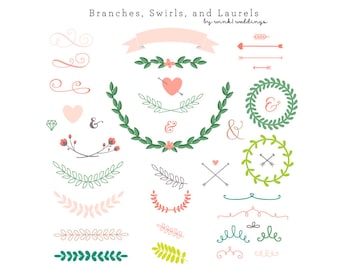 Chalkboard Laurels Clipart / Wreaths Banners Arrows Chalk / Clip Art ...