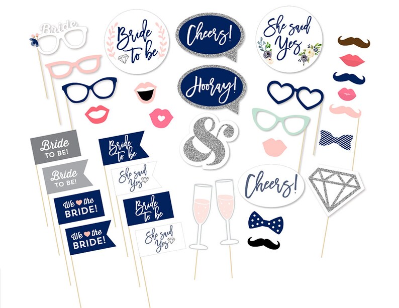 Bachelorette Party Decorations Navy Photo Booth Props Bridal - Etsy