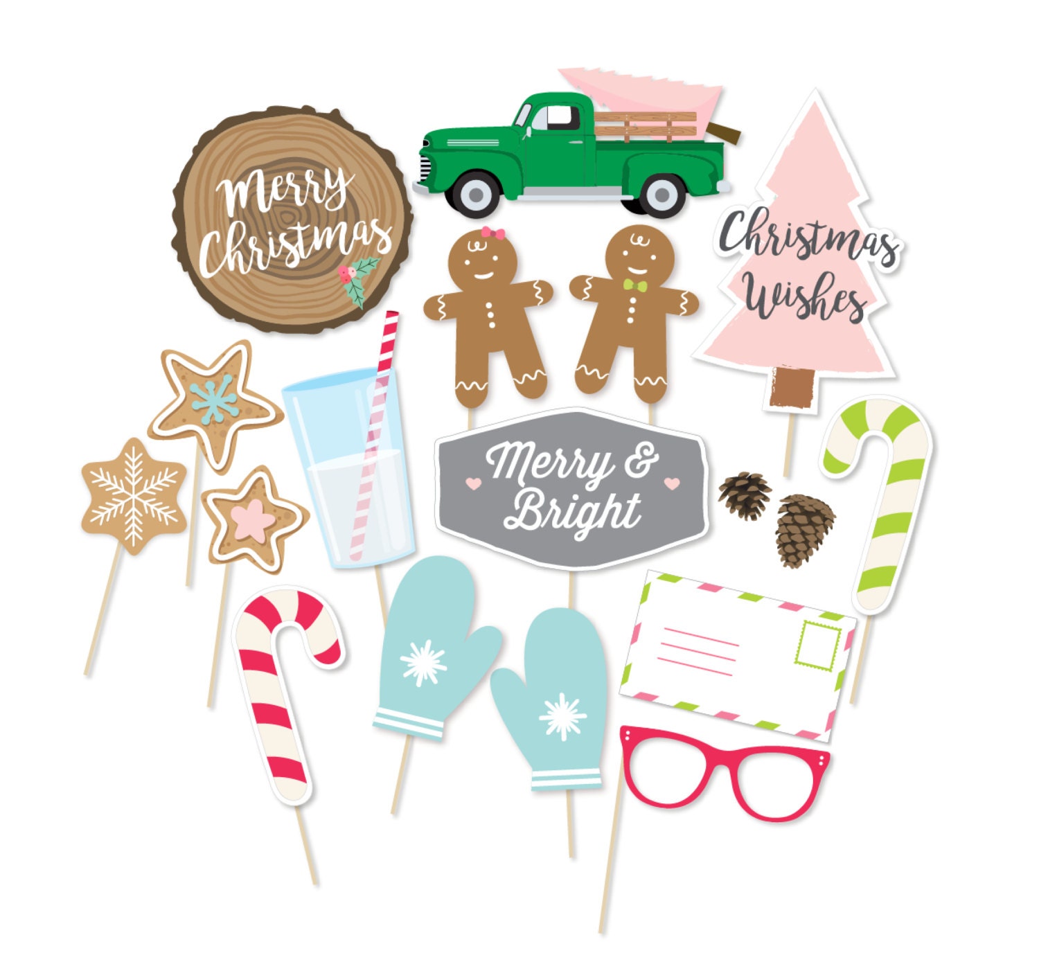 Christmas Photo Booth Props Christmas Party Props Holiday Photo Booth ...