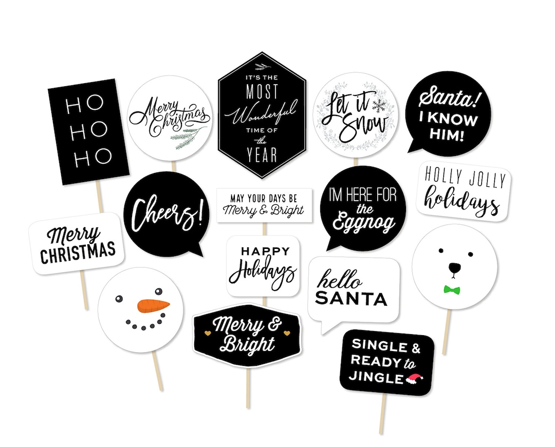 Modern Photo Booth Props Christmas Photo Props Black and White ...