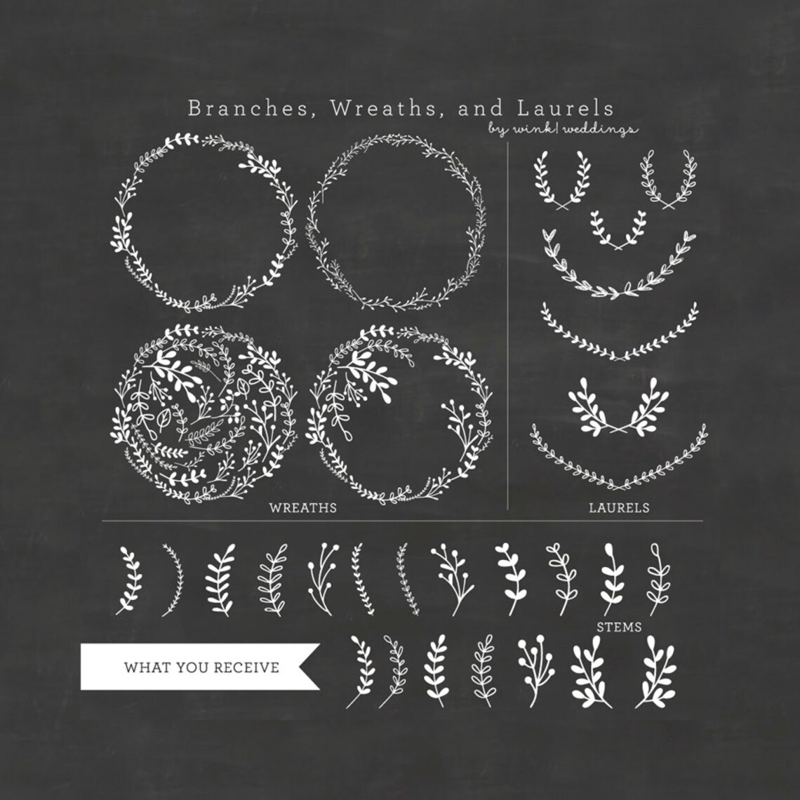 Laurel Clipart / Wreaths Banners Arrows Chalk / Clip Art for - Etsy