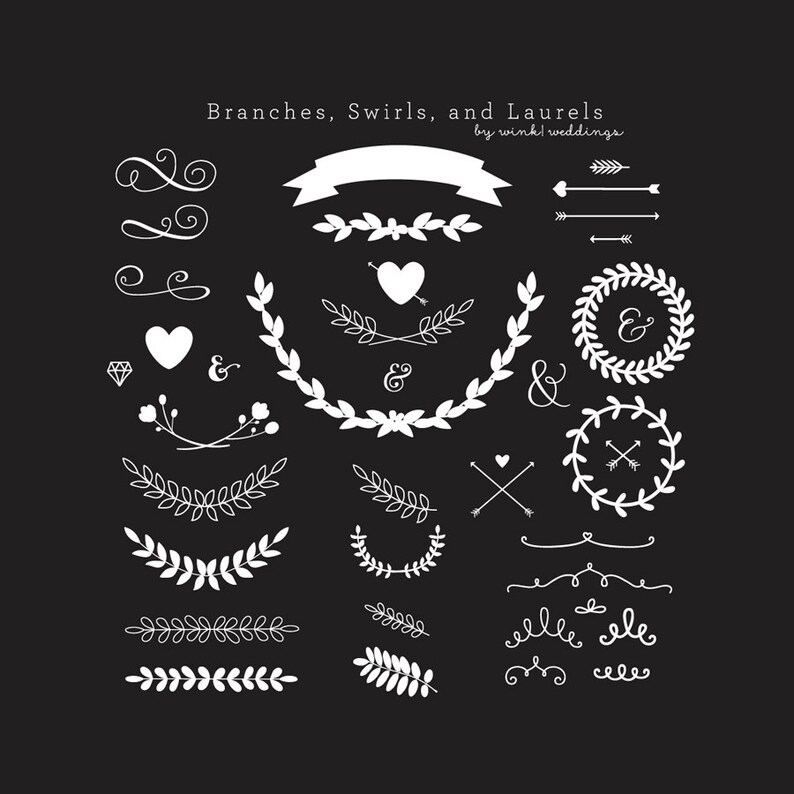 Chalkboard Laurels Clipart / Wreaths Banners Arrows Chalk / Clip Art ...