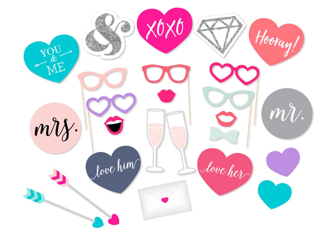 Valentine's Day Photo Booth Props, Hearts, Valentine's Day Prop ...