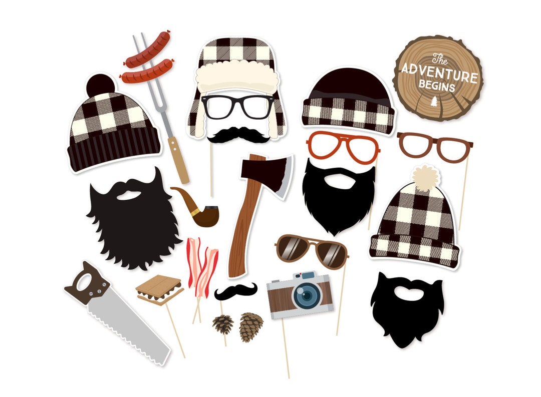 Buffalo Plaid Photo Booth Props - Lumberjack Photobooth Props - Rustic ...