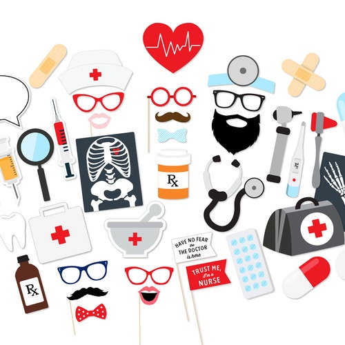 Doctor Party Printable Photo Booth Props Nurse Photo Booth - Etsy
