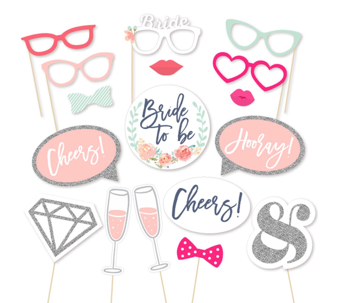 Pink Bachelorette Party Photo Booth Props Bridal Shower Photo - Etsy