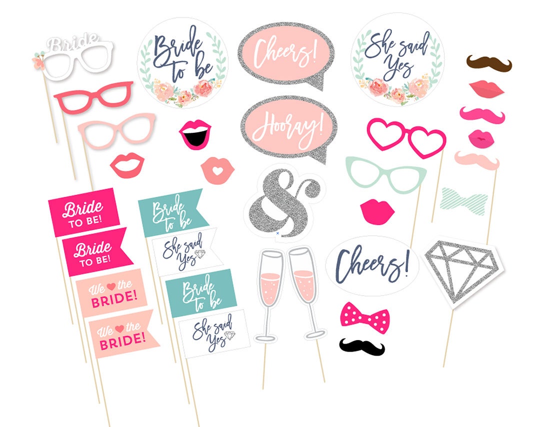Pink Bachelorette Party Photo Booth Props Bridal Shower Photo - Etsy