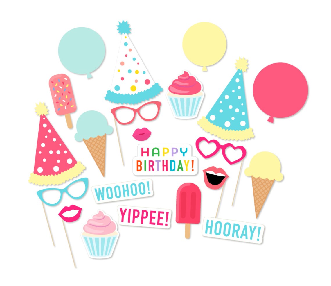 Ice Cream Party Photo Booth Props Birthday Party Props Printable PDF ...