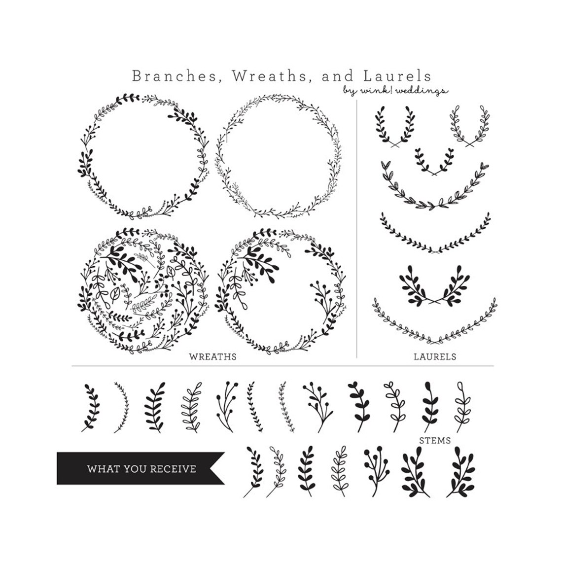 Laurel Clipart / Wreaths Banners Arrows Chalk / Clip Art for ...