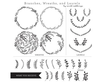 Chalkboard Laurels Clipart / Ribbons Wreaths Banners Arrows | Etsy