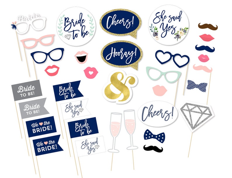 Navy Bachelorette Party Decorations Photo Booth Props - Bridal Photo ...