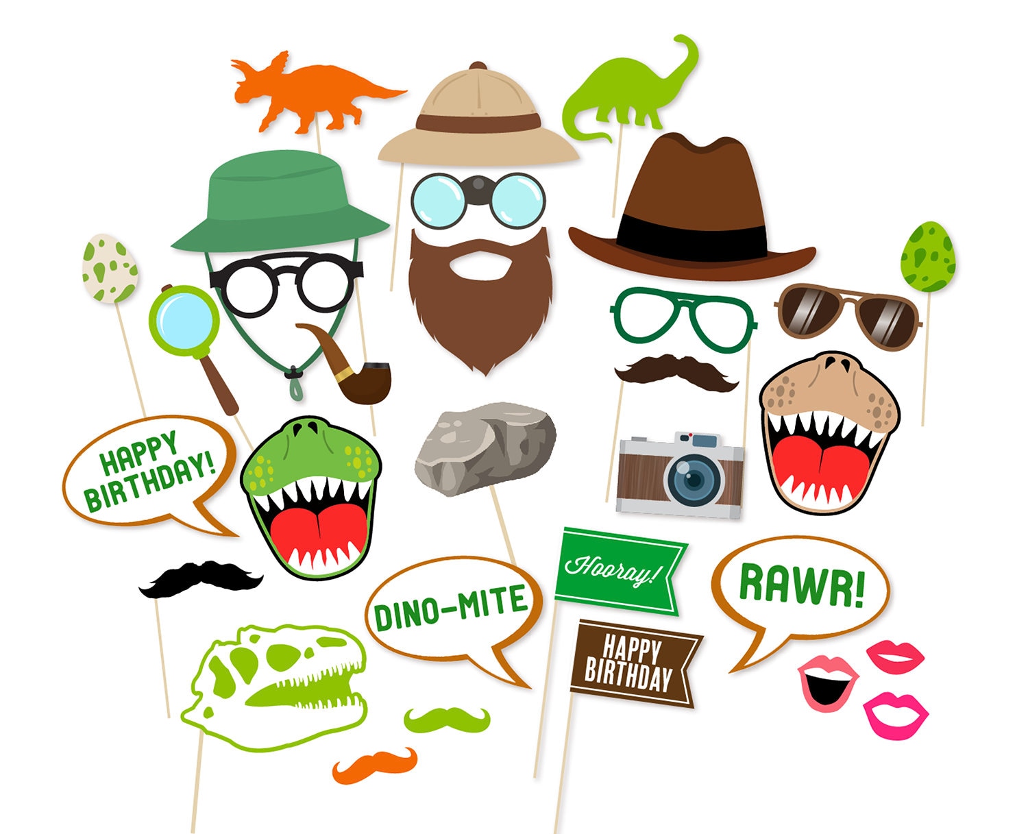 Dinosaur Birthday Party - Dinosaur Photo Booth Props - Dinosaur Party ...