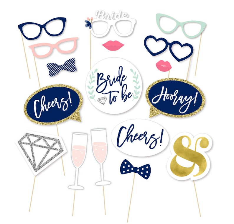 Navy Bachelorette Party Decorations Photo Booth Props Bridal - Etsy