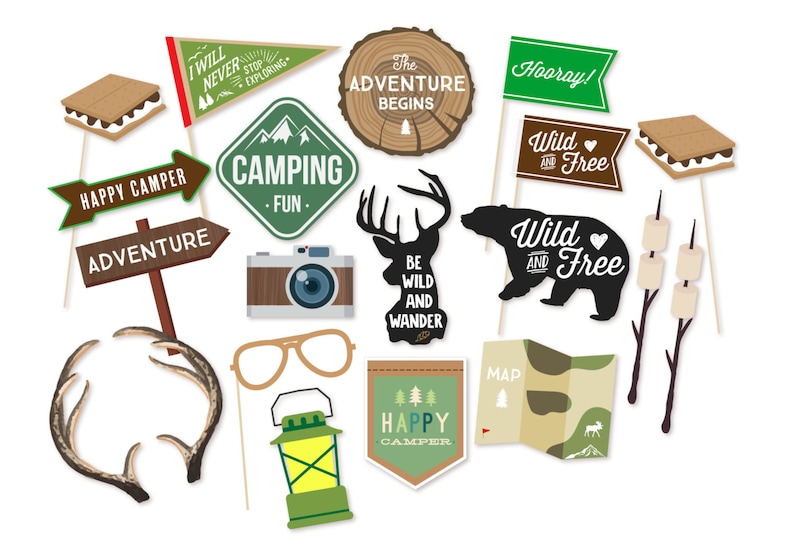 Camping Party Props - Photo Booth Props - Photo Props - Glamping ...