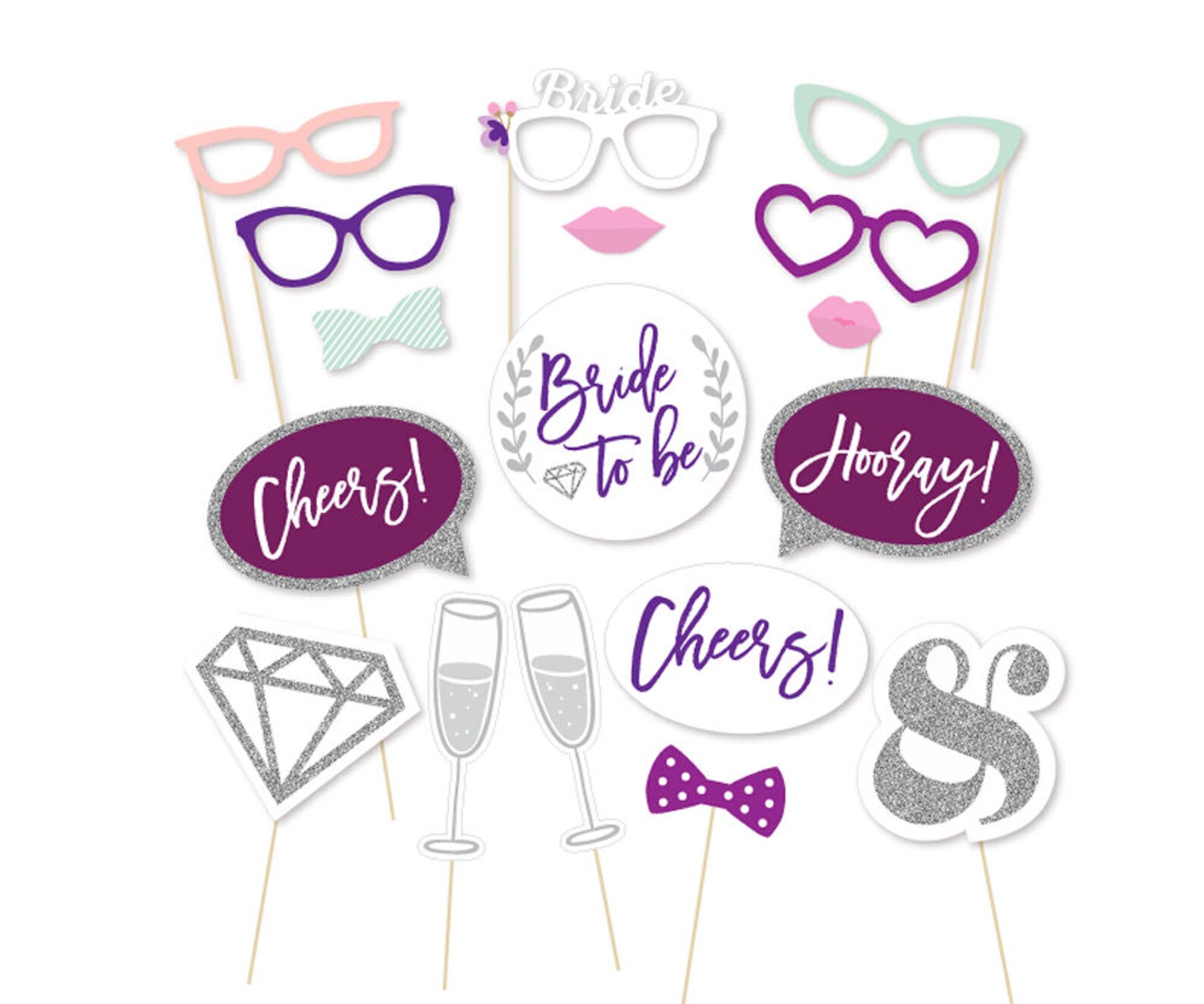 Bridal Shower Photo Booth Props, Bachelorette Party Photo Booth Props ...