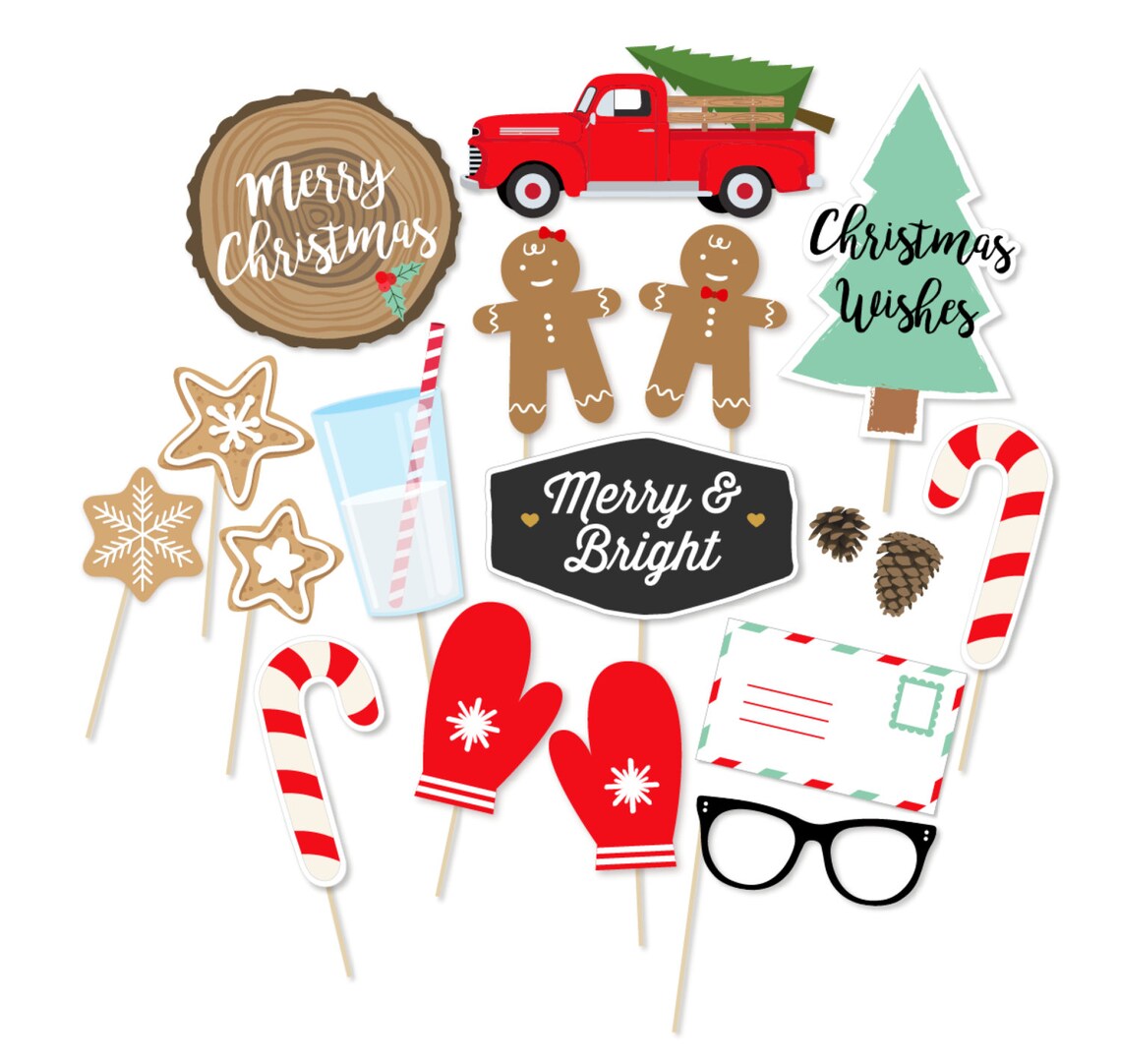 Christmas Photo Booth Props Christmas Party Props (Download Now) - Etsy