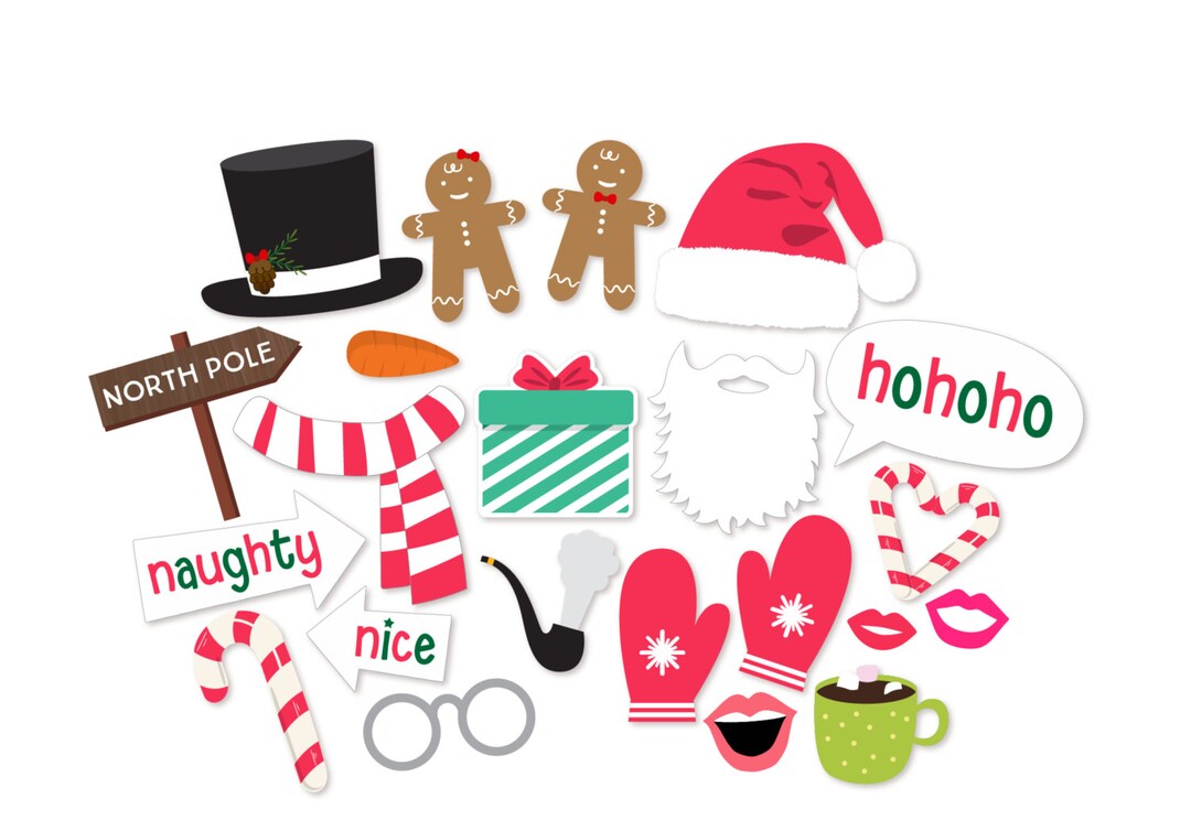 Christmas Photo Booth Props Christmas Party Props (Instant Download) - Etsy