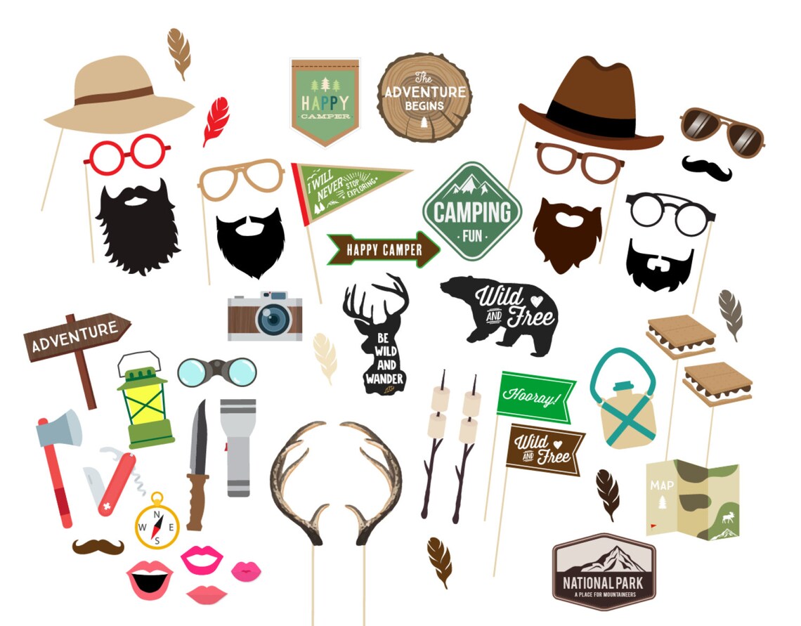 Camping Party Props - Photo Booth Props - Photo Props - Glamping ...