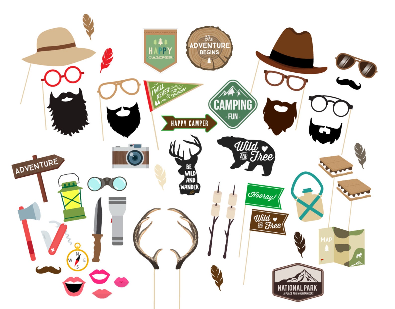 Camping Party Props - Photo Booth Props - Photo Props - Glamping ...
